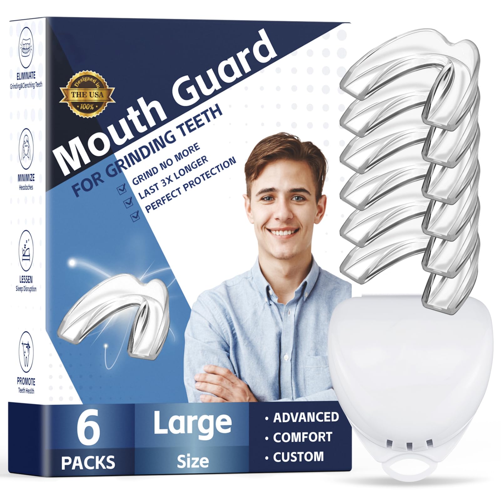 Amazon.com: 6 Pack Mouth Guards for Men,Comfortable Dental Guards for ...