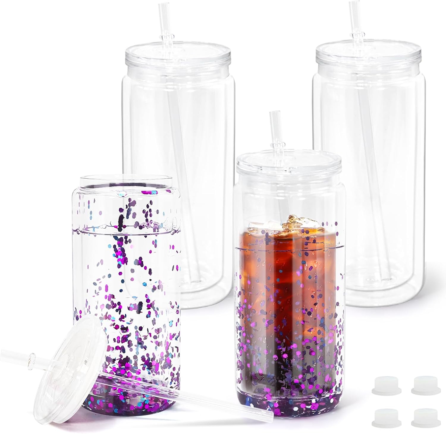 Amazon.com: 4 Pack Acrylic Snow Globe Tumbler, 20oz Snowglobe Cups with ...