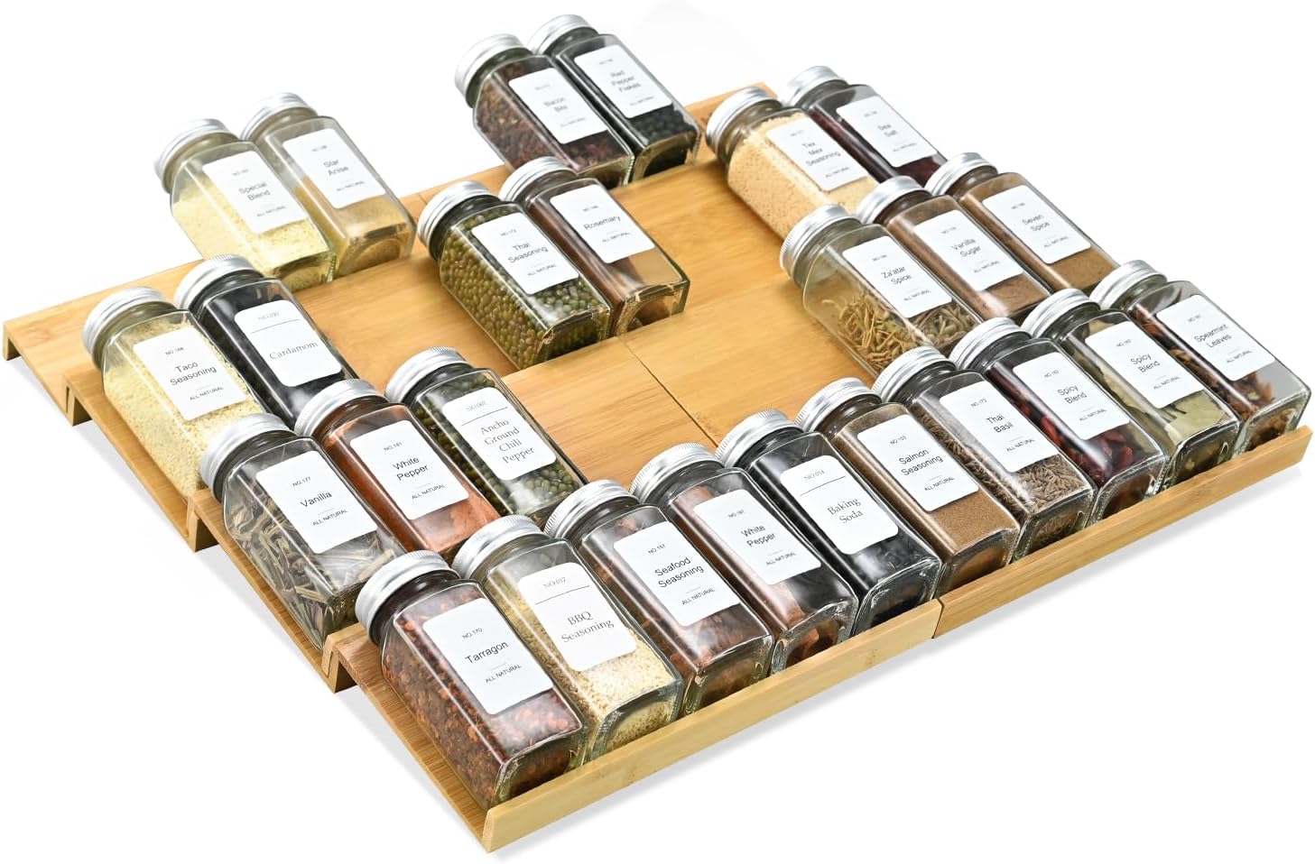 Amazon.com: KitHero Spice Drawer Organzier,4 Tiers- 8Pcs Bamboo Spice ...