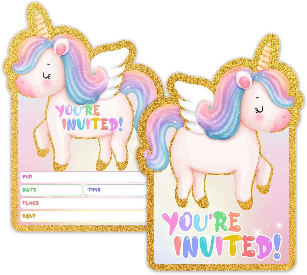 Amazon.com : Ymyfdyj Magical Unicorn Birthday Party Invitations ...