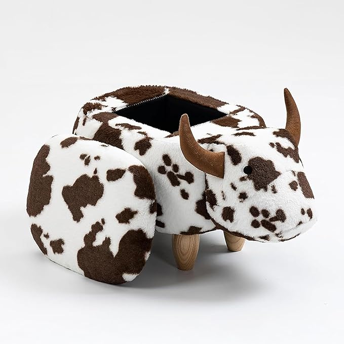 Amazon.com: Home 2 Office Cow Ottoman for Kids' Bedroom, Playroom ...