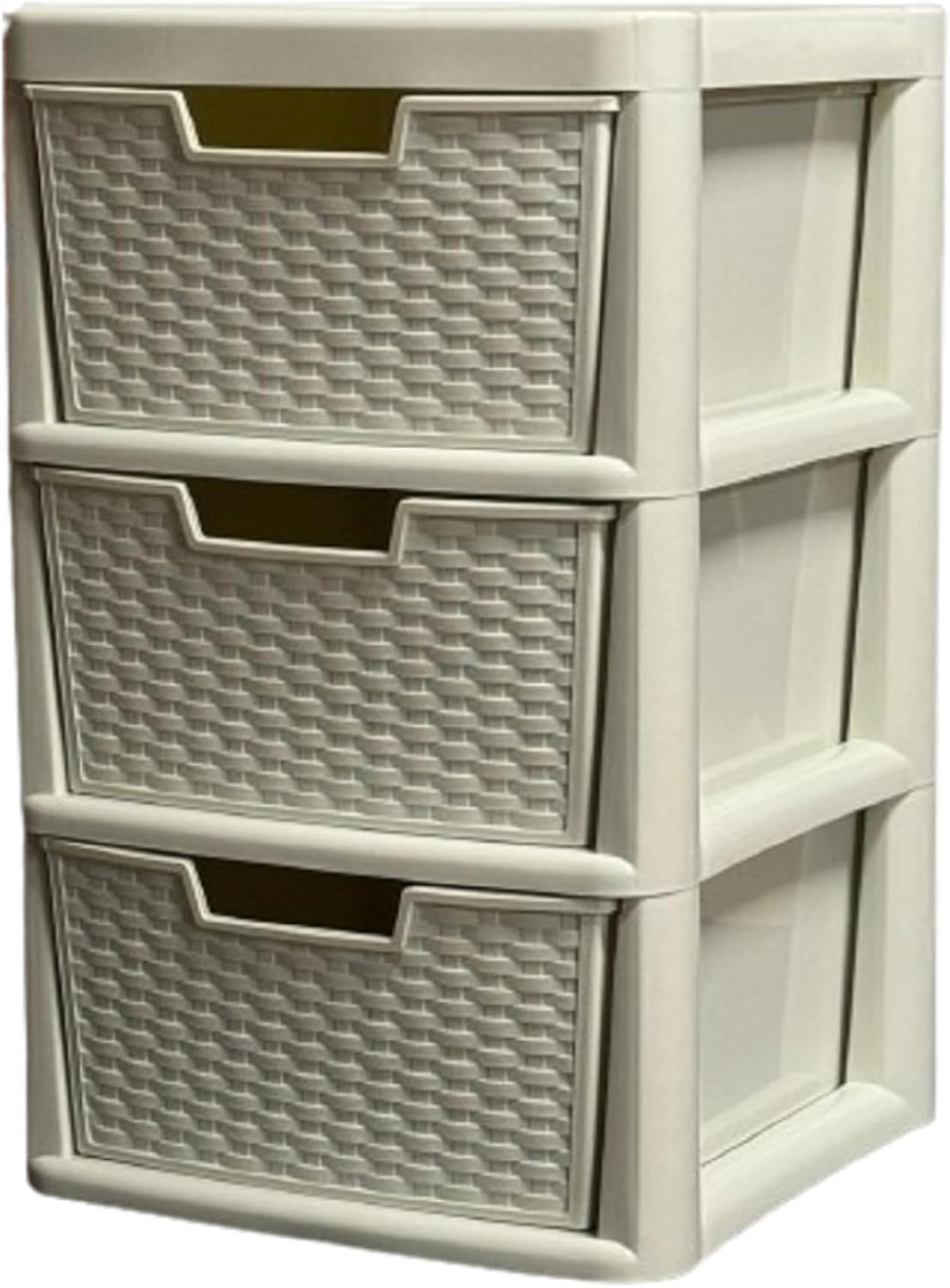 3 Drawer Large Plastic Storage Drawer Unit Rattan| Cream Plastic ...
