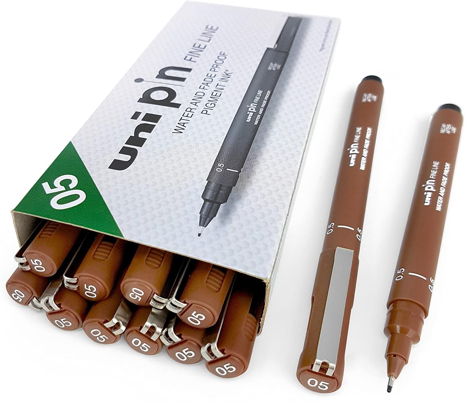 Uni Pin Fineliner Drawing Pen - Sepia Tone - 0.5mm - Box of 12 : Amazon ...