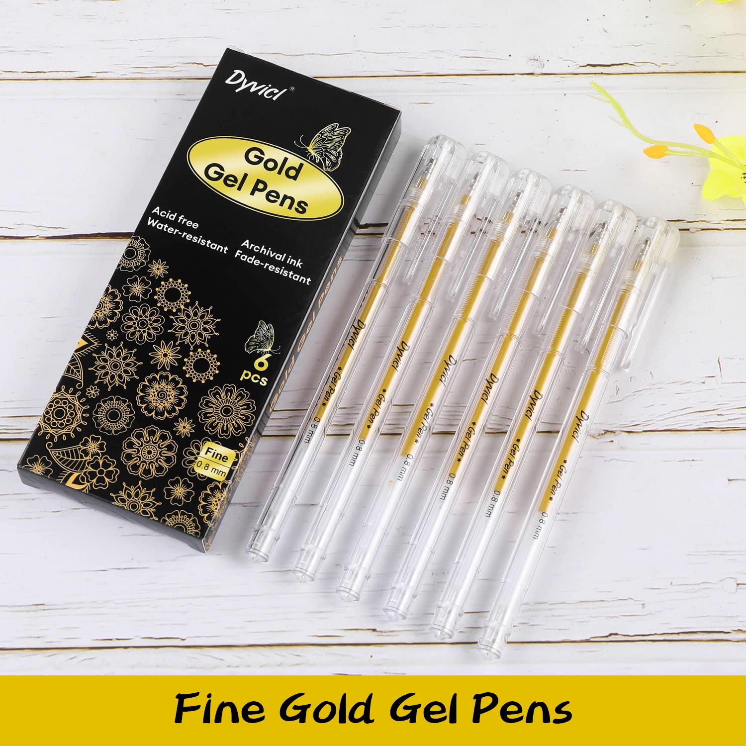 Snapklik.com : Gold Gel Pens, 0.8 Mm Fine Pens Gel Ink Metallic Gold ...