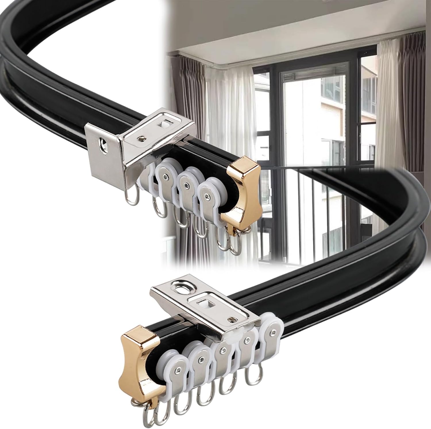 Amazon.com: Bendable Curtain Track U Type L Type Aluminium Curtain ...
