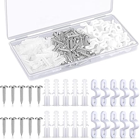 Amazon.com: Wire Shelf Loop Clips White Plastic Shelf Clips Screws and ...