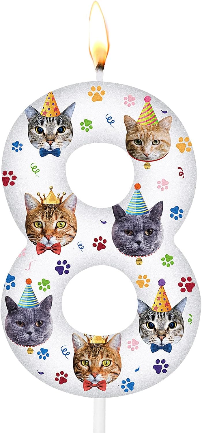 Amazon.com: Conelist Cat Birthday Number Candles Cat Paw Print Themed ...