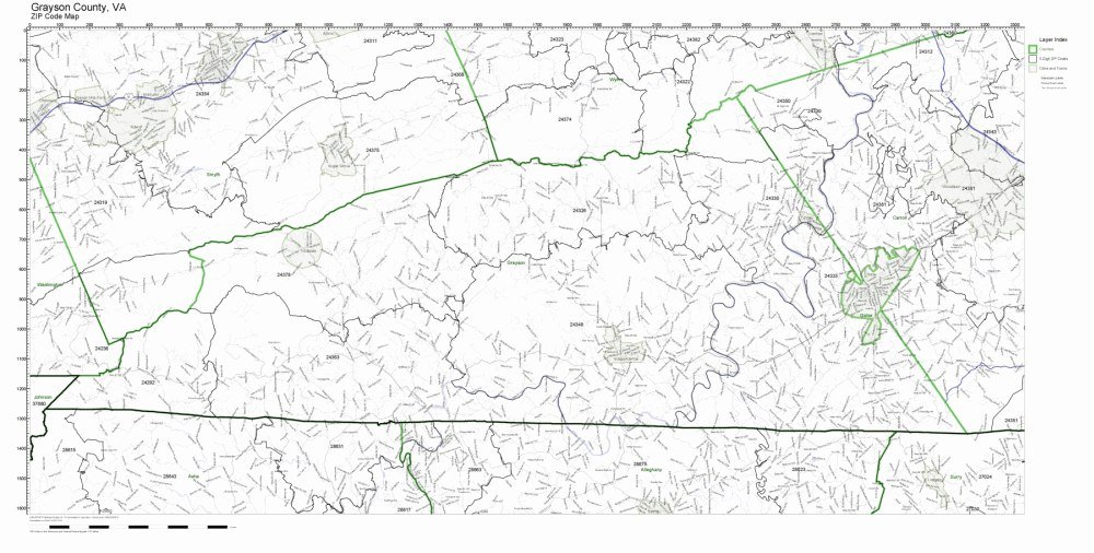 Grayson County, Virginia VA ZIP Code Map Not Laminated: Amazon.com ...