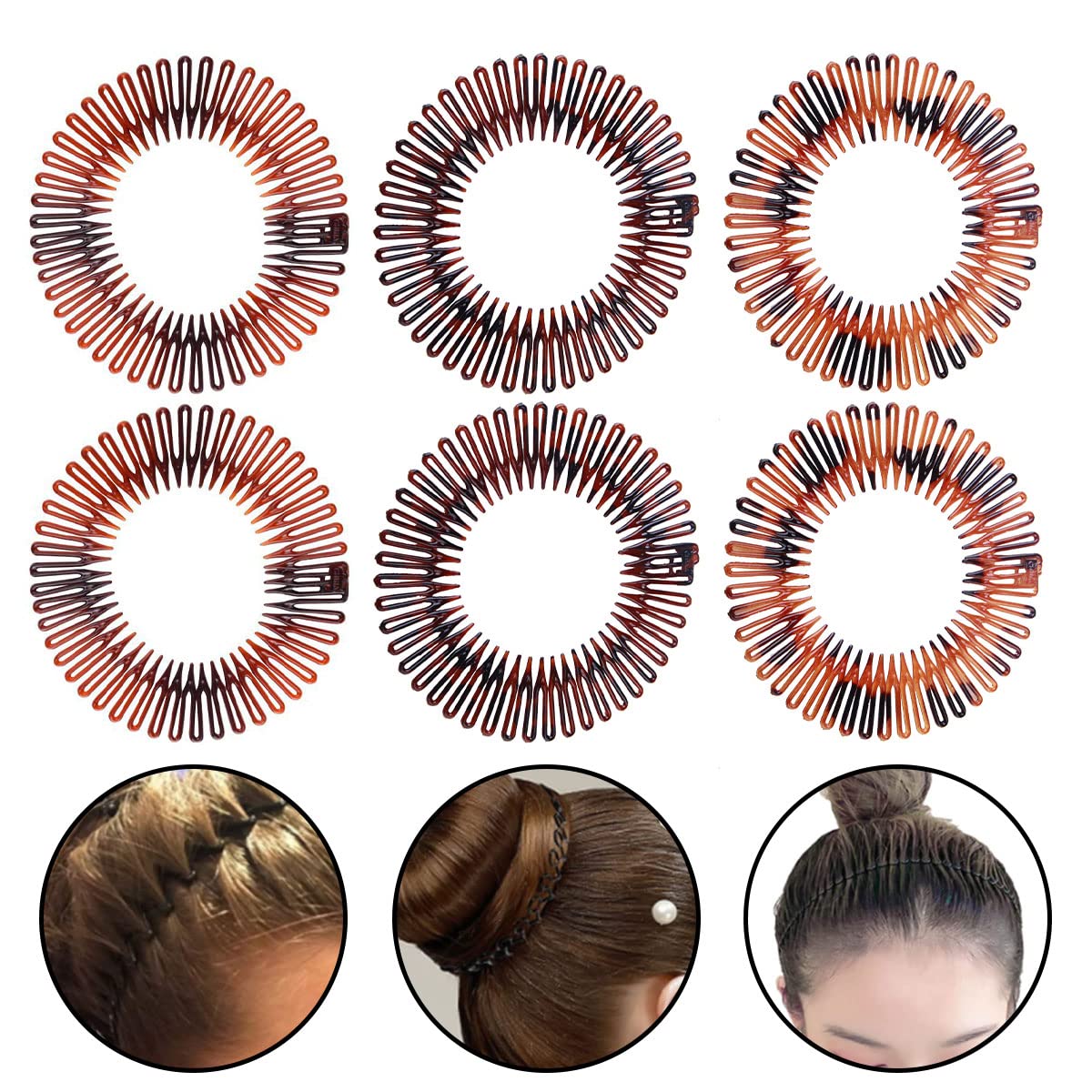 Amazon.com : 6 Pcs Full Circular Stretch Comb Plastic Flexible Stretch ...