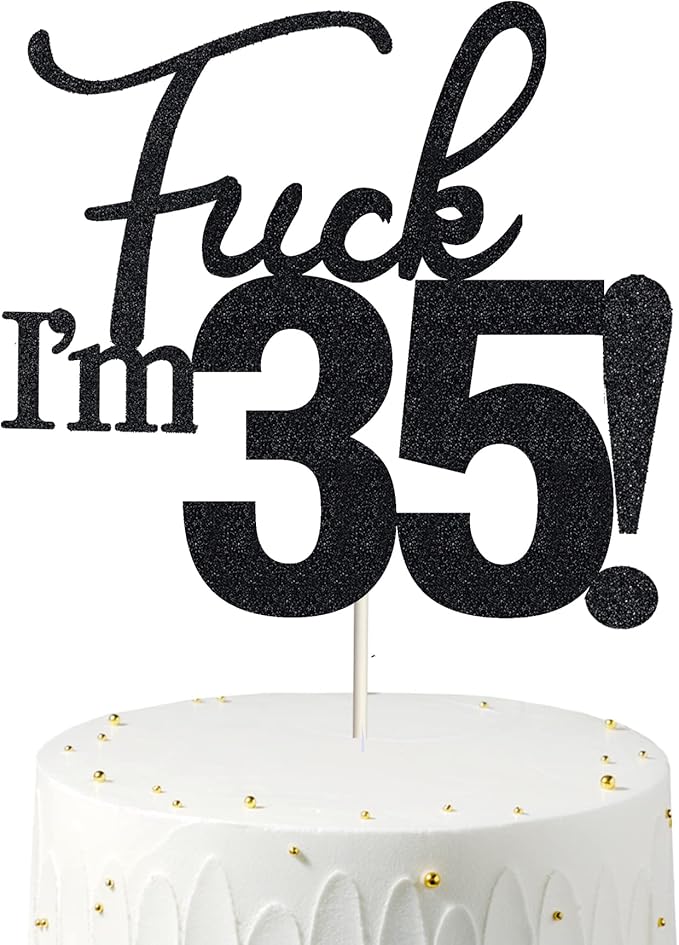35 Cake Toppers, 35 Birthday Cake Toppers-Black Glitter, Funny 35th Cake Topper for Men,35 Cake ...