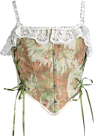 Generisch Women's Corset Bustier Renaissance Flowers Lace-Up Corset ...