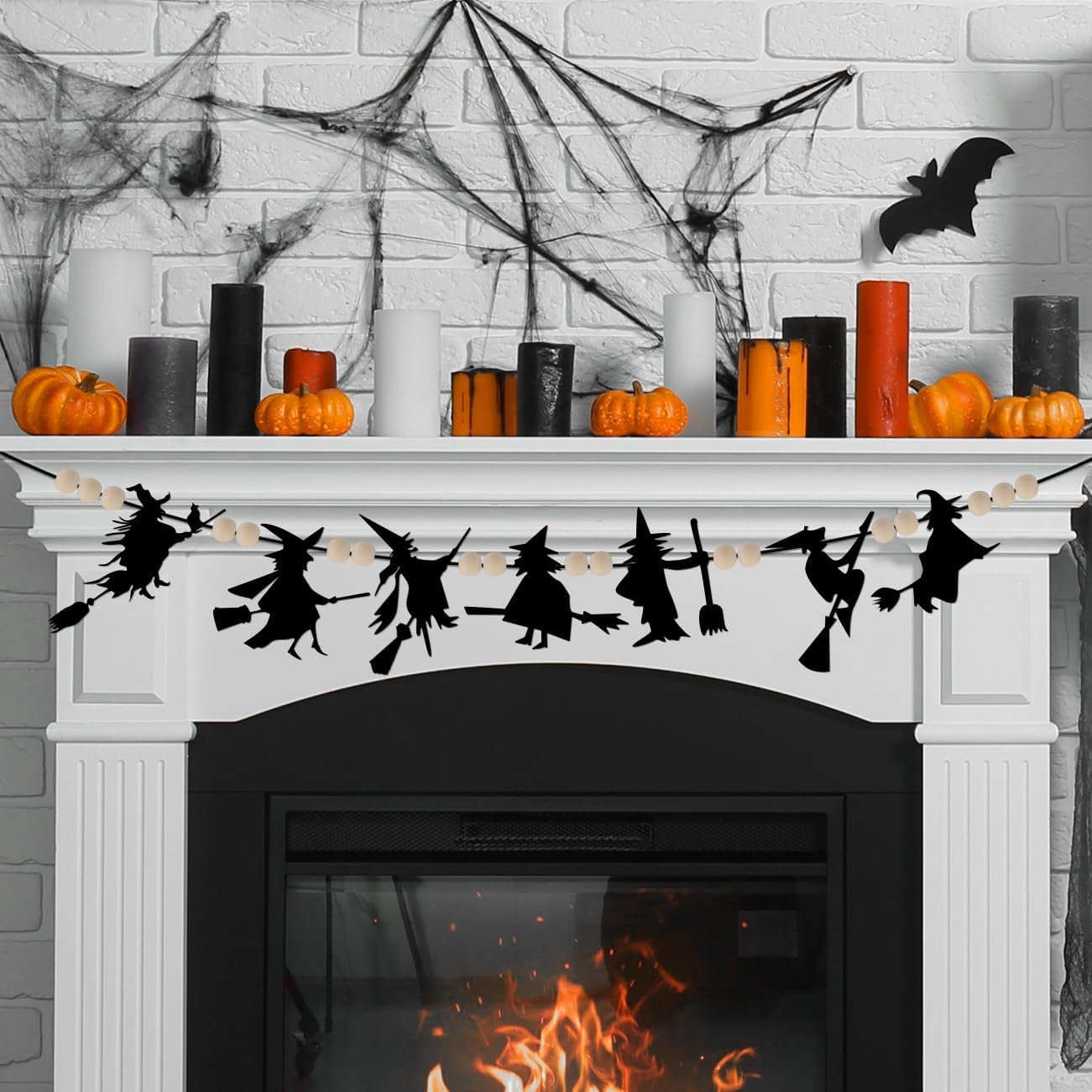 Amazon.com: Halloween Decorations Black Witch Wooden Bead Hangging ...