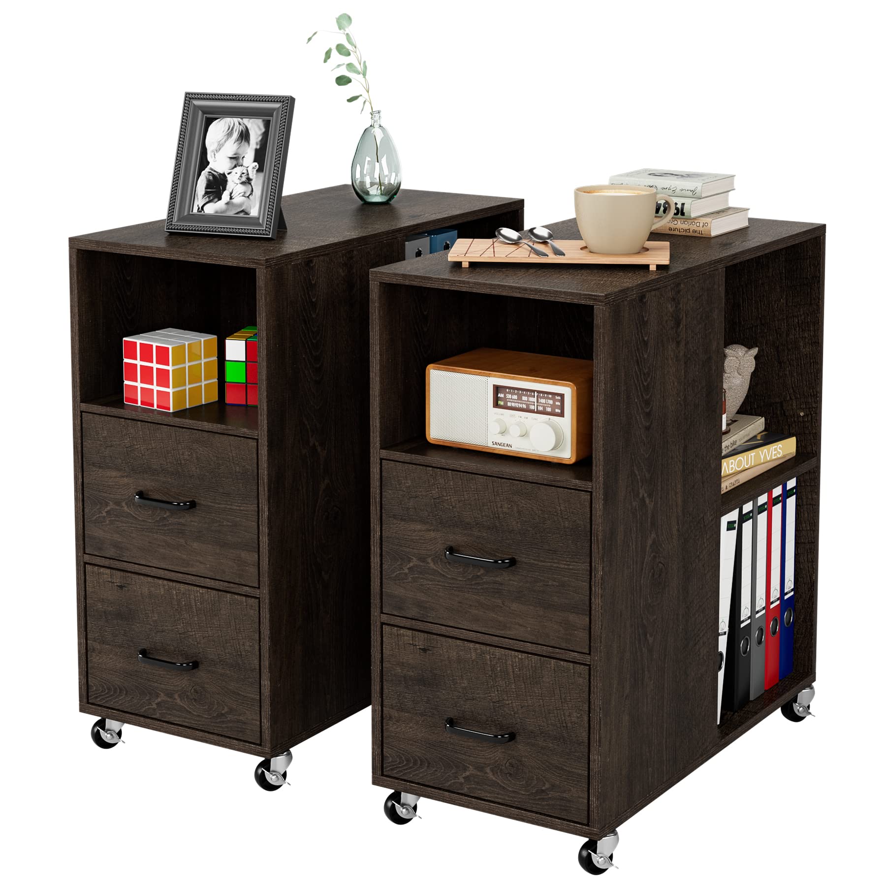 Amazon.com: HOSTACK End Side Table, Narrow Nightstand with Storage ...