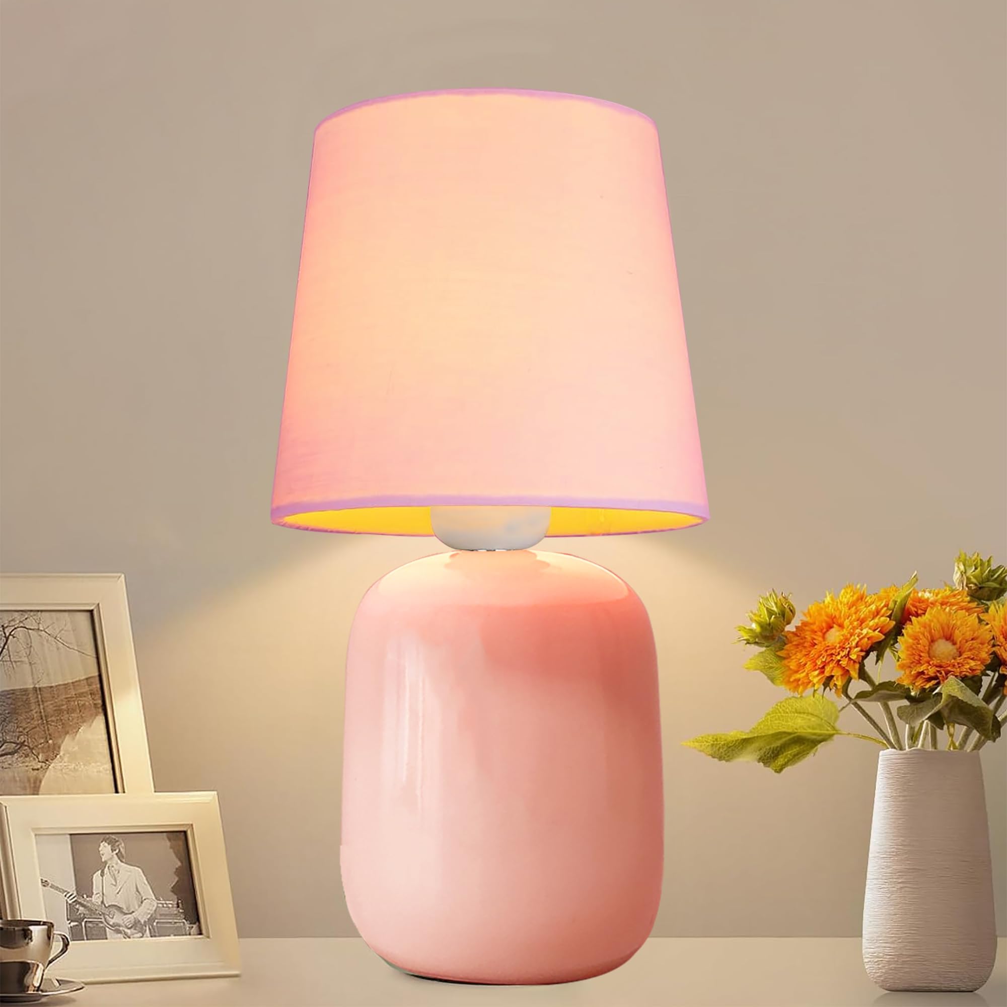 Buy Homesake® Modern Small Ceramic Table Lamp, Classic Bedside Desk ...