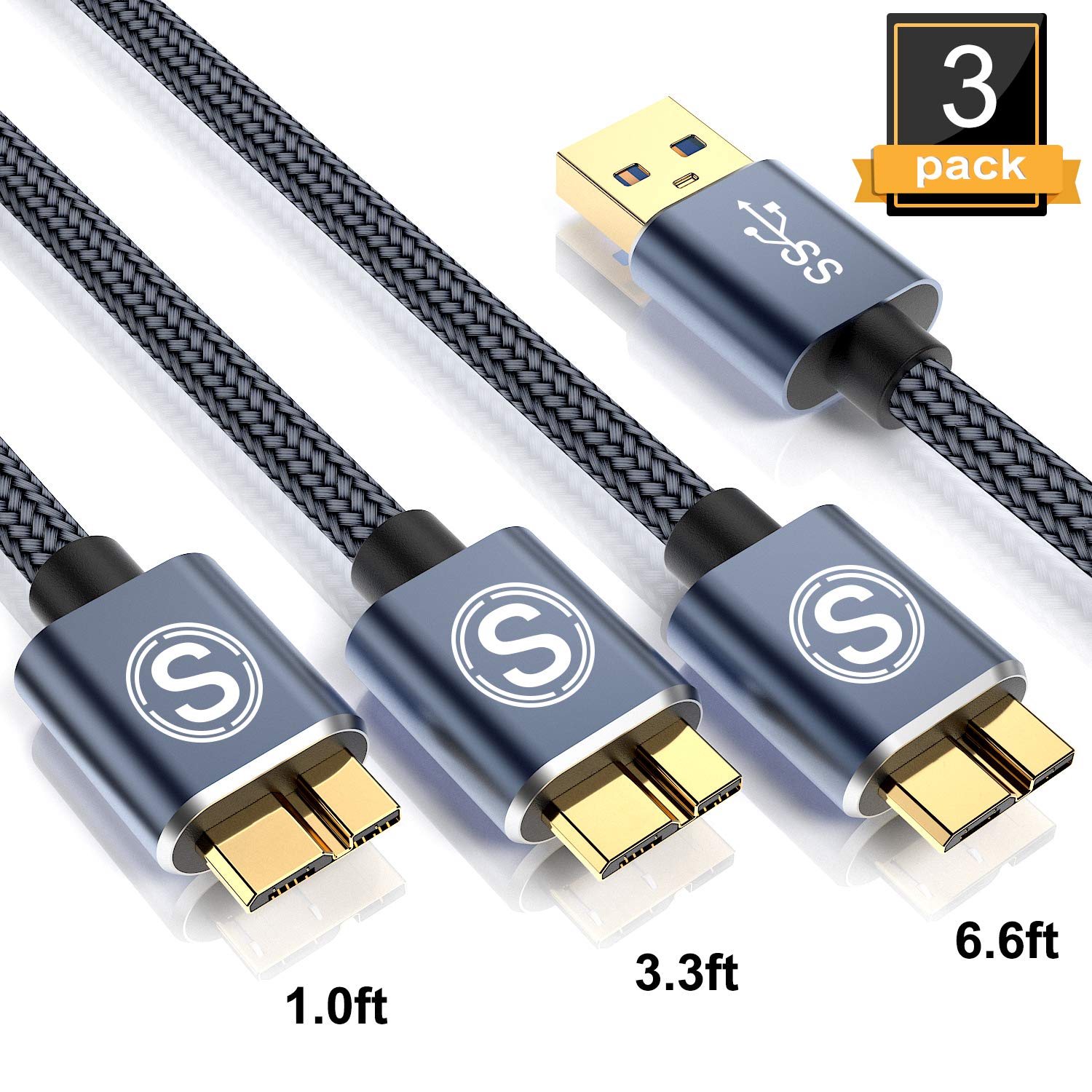 Amazon.com: sweguard Galaxy S5/Note 3 Charger Cable, 3Pack(1ft,3.3ft,6 ...