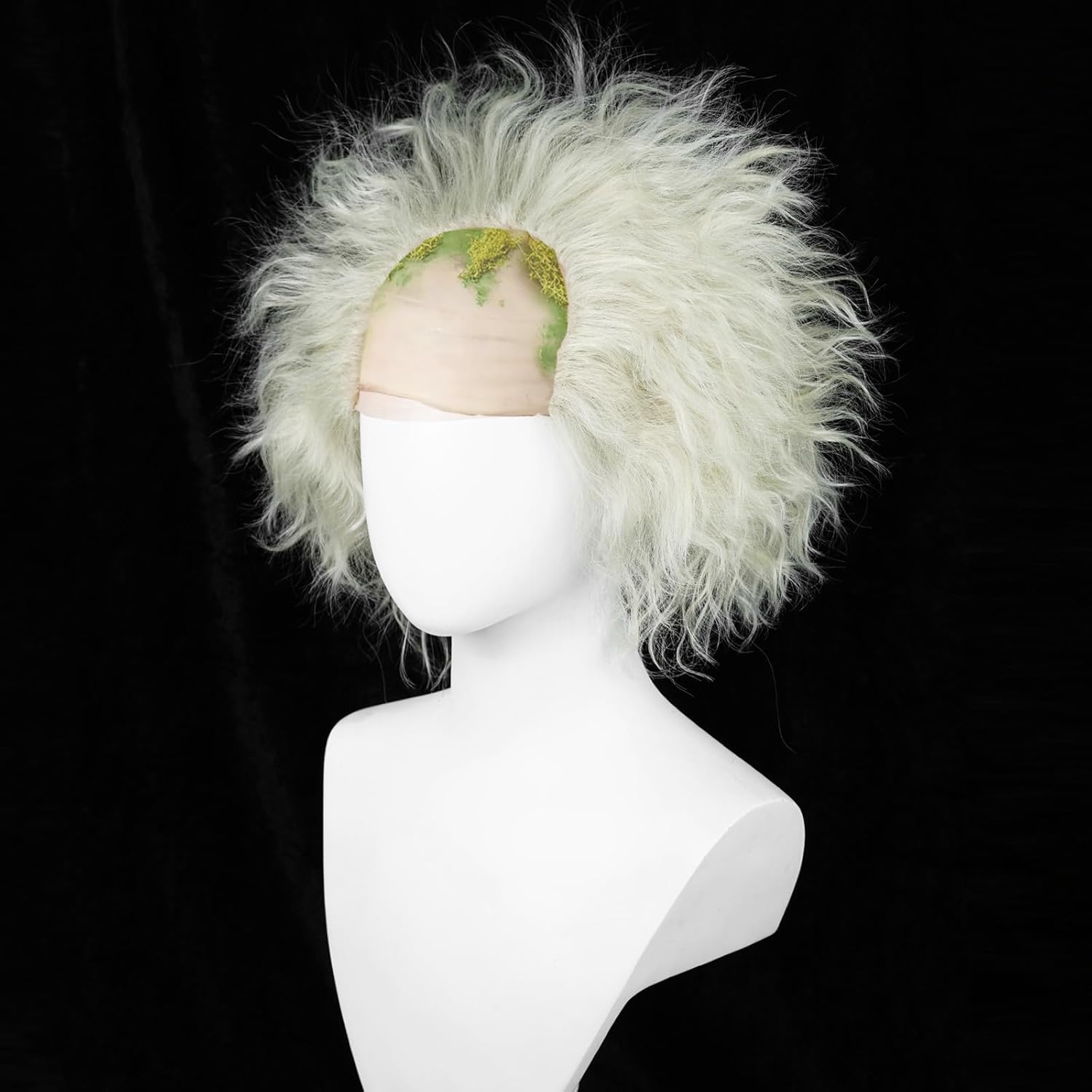 Amazon.com: Aicos Silver mix Light Green Curly Wig for Adult Bald Cap ...