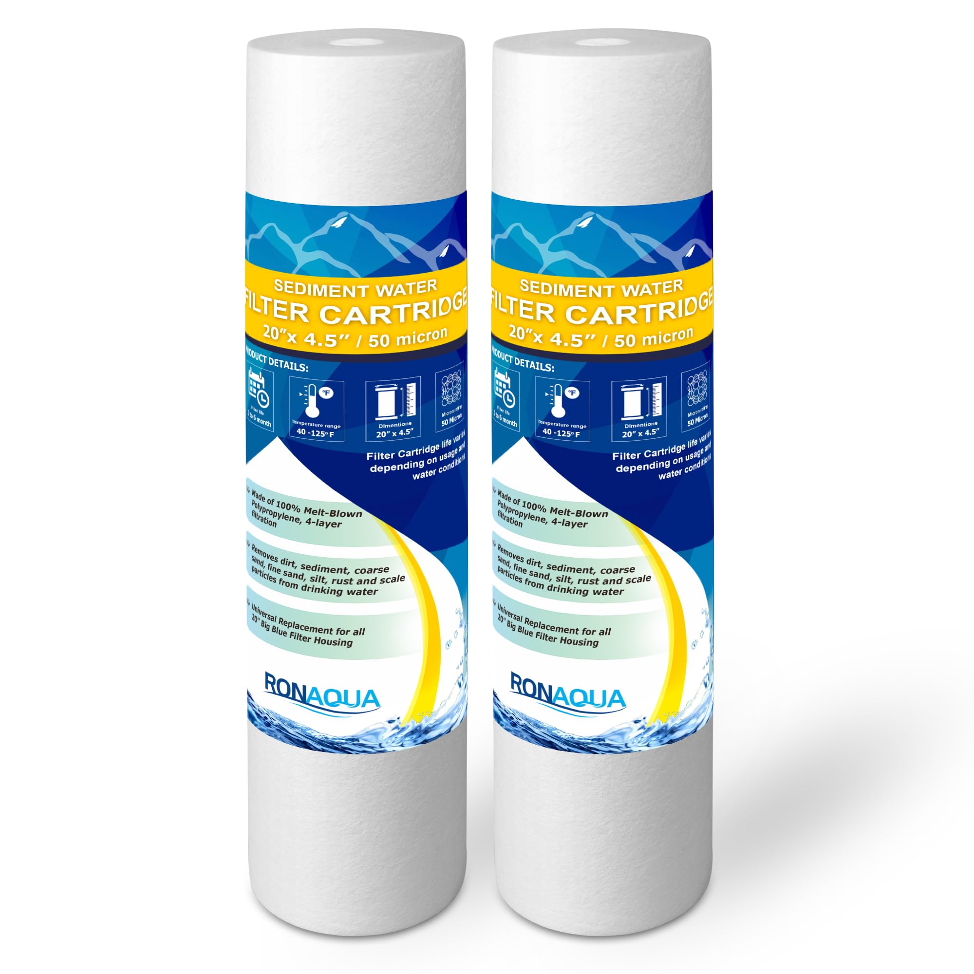 Amazon.com: Big Sediment Replacement Water Filter 50 Micron 4.5”x20 ...