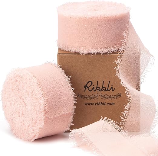 Amazon.com: Ribbli Blush Pink Chiffon Ribbon - 1 Inch x 20 Yard ...