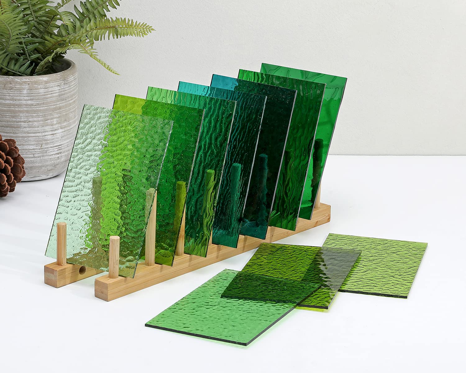 Snapklik.com : Lanyani Green Transparent Stained Glass Sheets For Craft