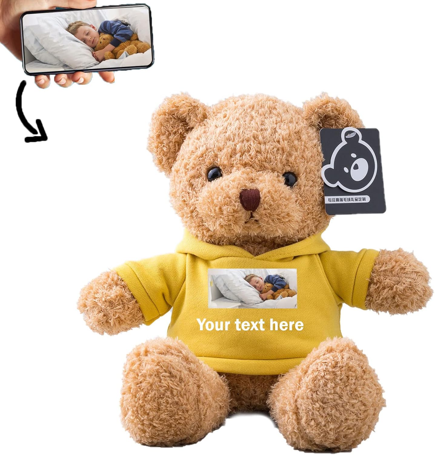 Amazon.com: Personalized Teddy Bear with Text+Photo, Valentines Bear ...
