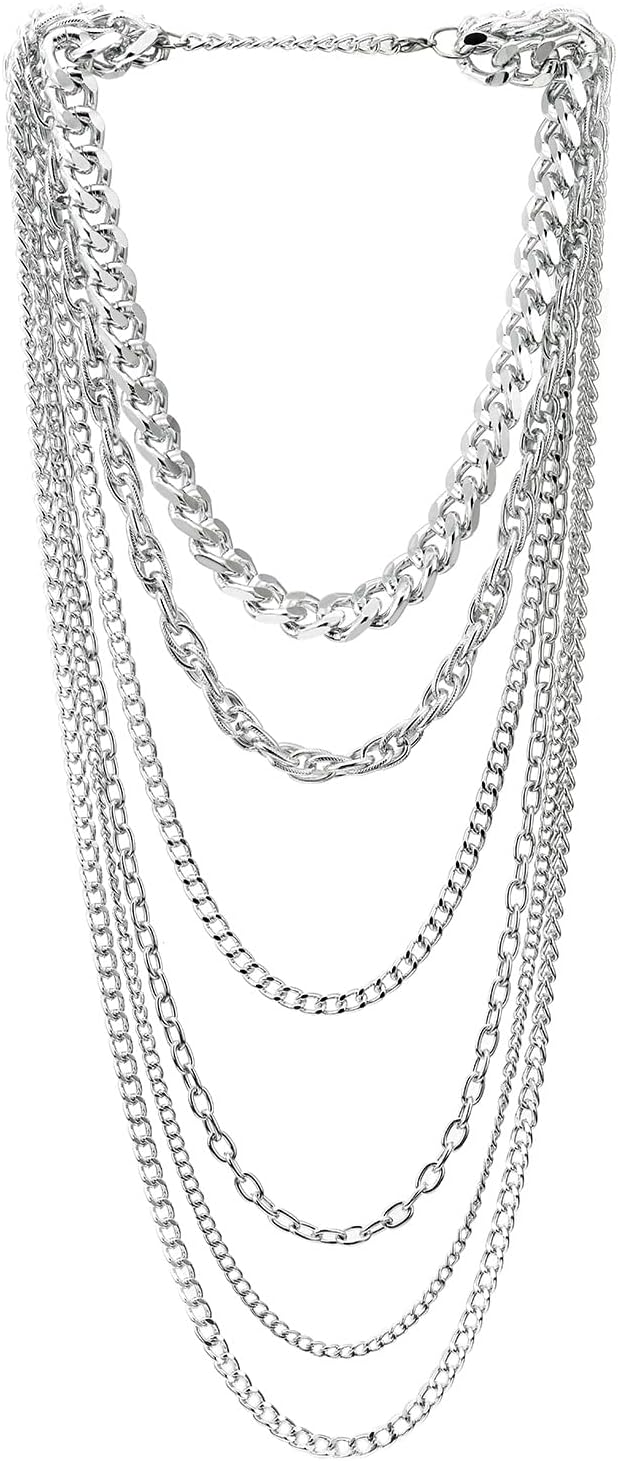 Amazon.com: COOLSTEELANDBEYOND Silver Color Statement Necklace ...