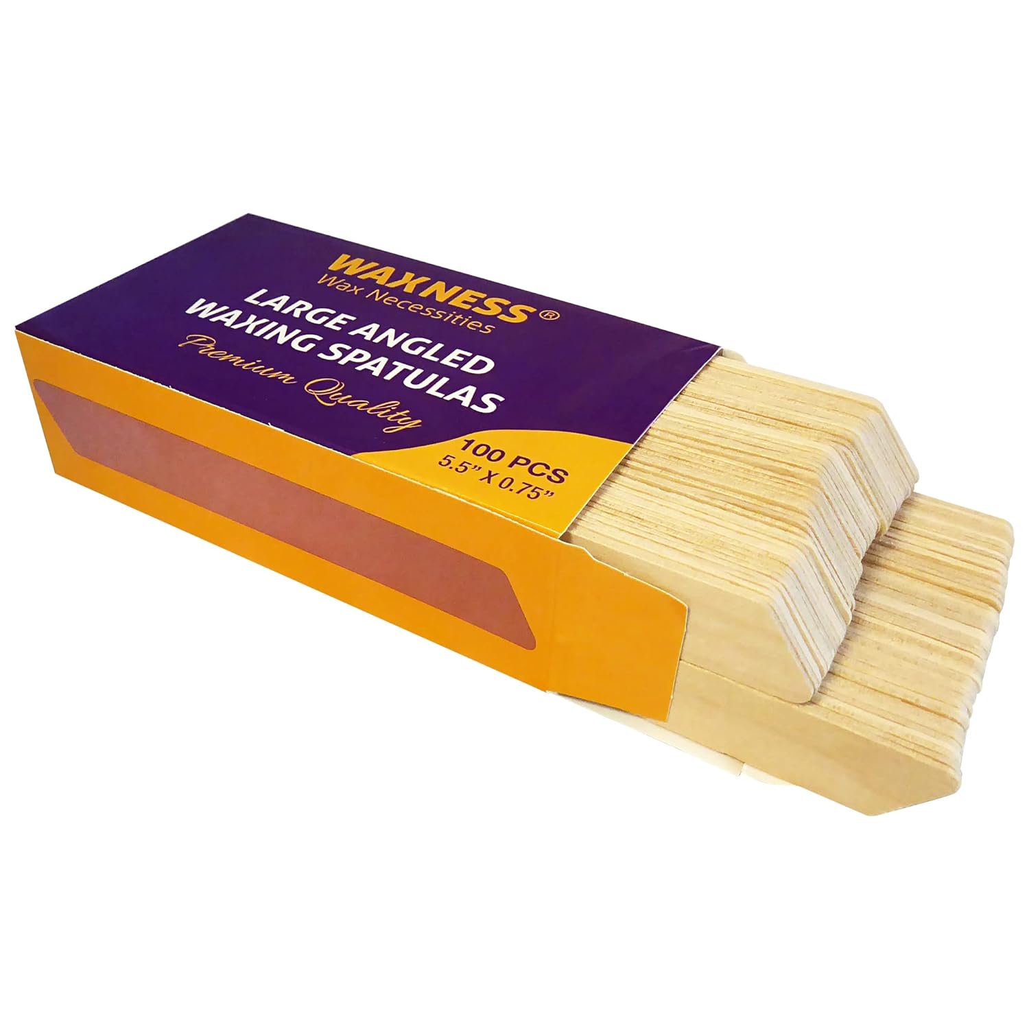 Amazon.com : Waxness Body Waxing Wooden Angled Spatula Applicator 100 ...