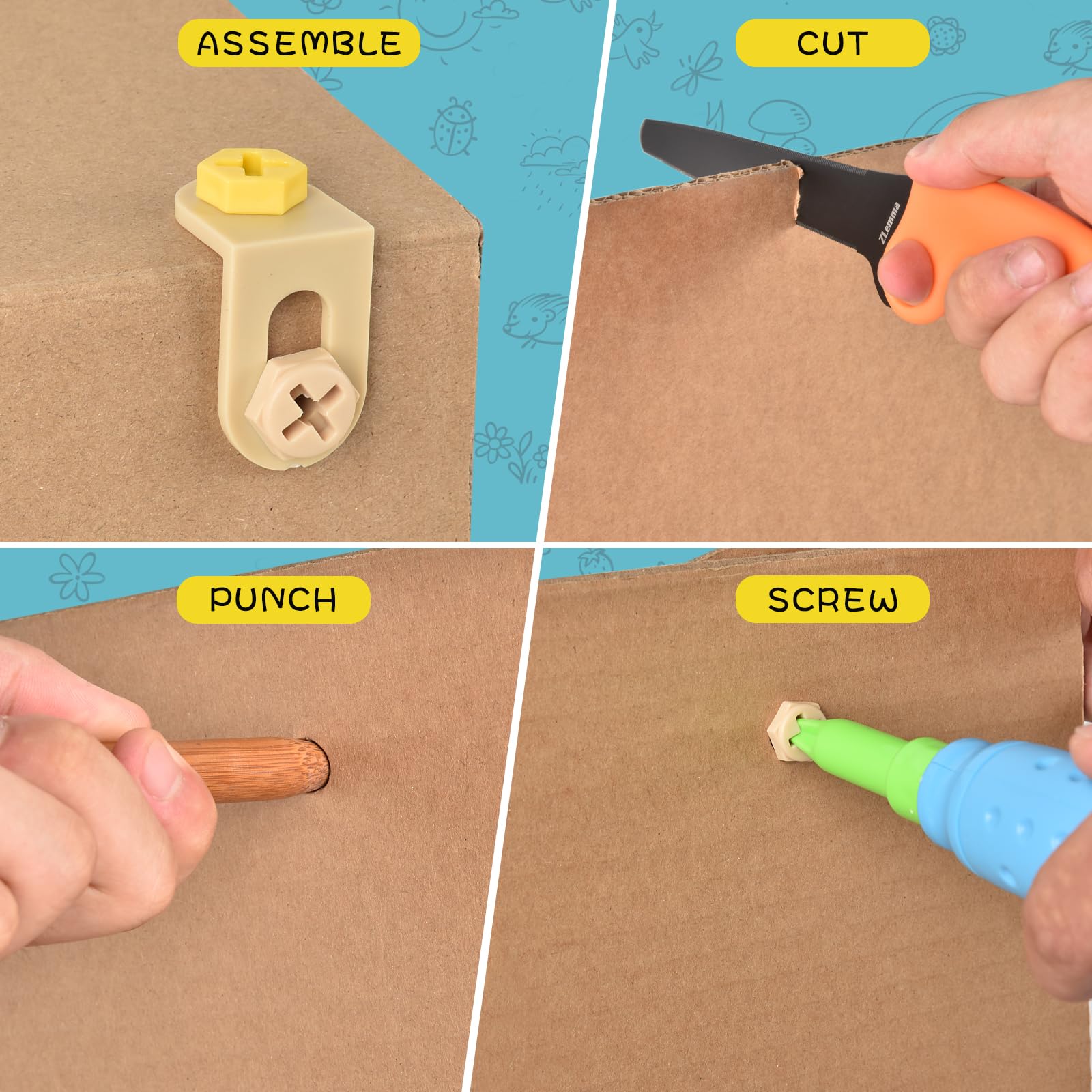 Snapklik.com : Cardboard Construction Tool Kit 163 Pieces-Educational ...