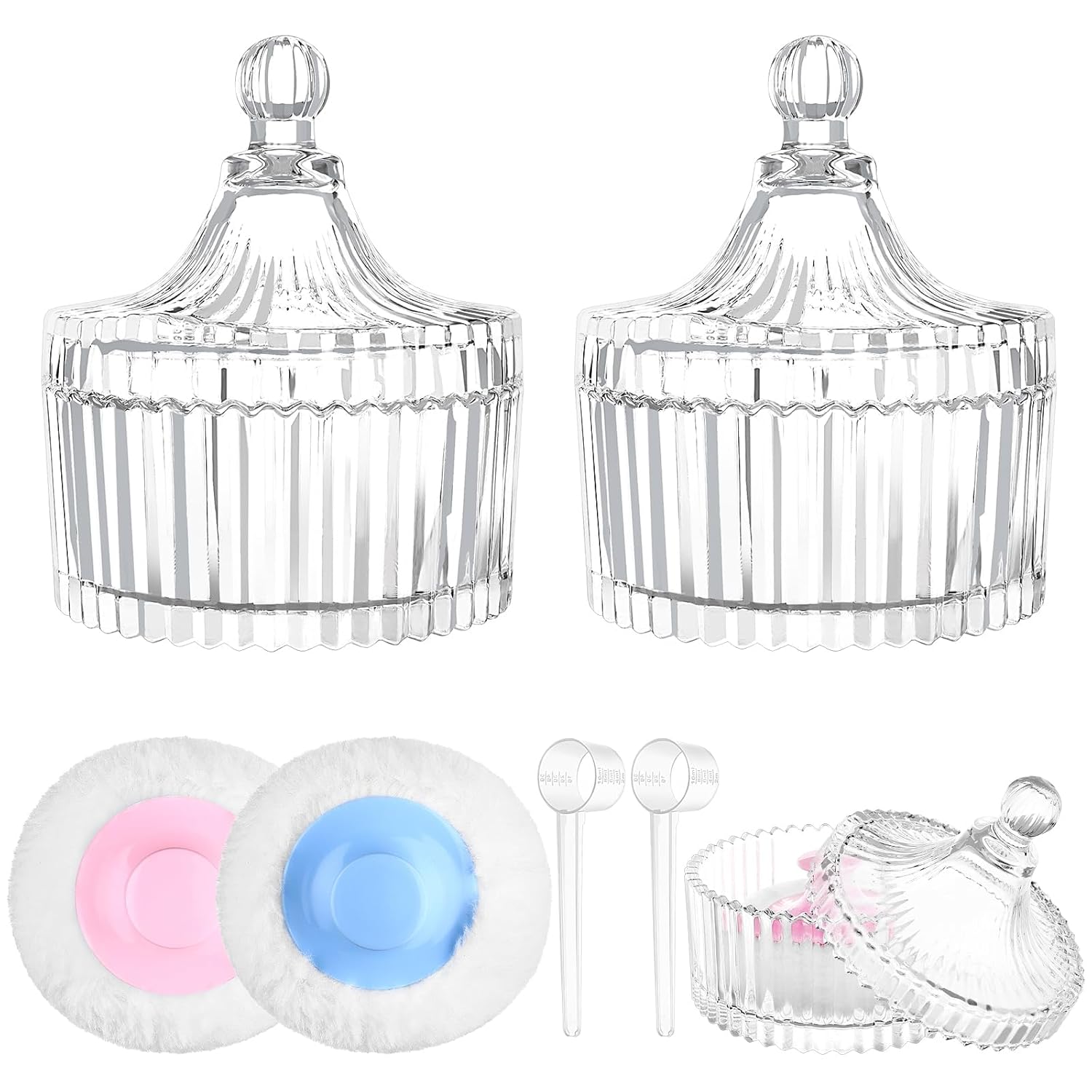 Amazon.com: 4 Pack Crystal Powder Puff And Container Set, Large Body ...