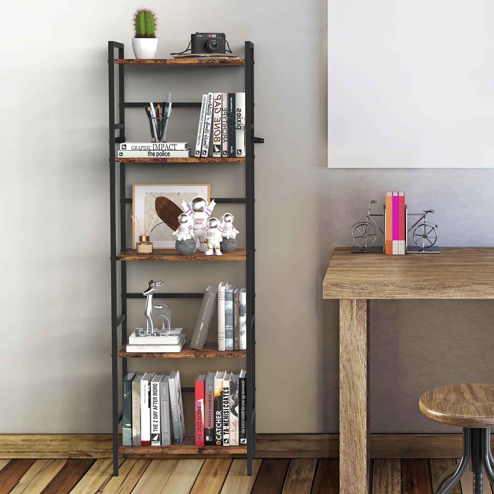 Snapklik.com : DOMYDEVM Tall Bookshelf, 5 Tier Free Standing Shelves ...