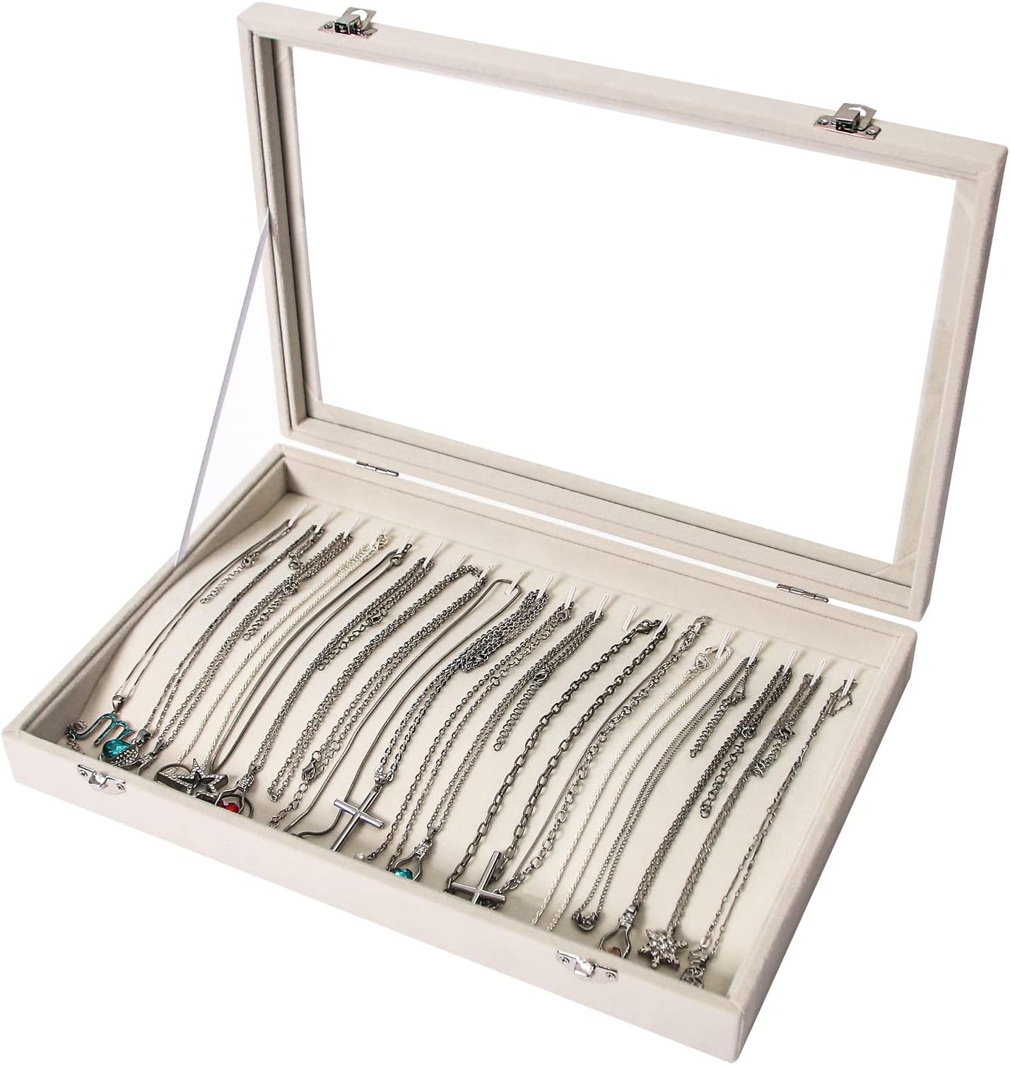 Amazon.com: ByKen 20 Hooks Necklace Organizer Box/Tray, Chains Showcase ...