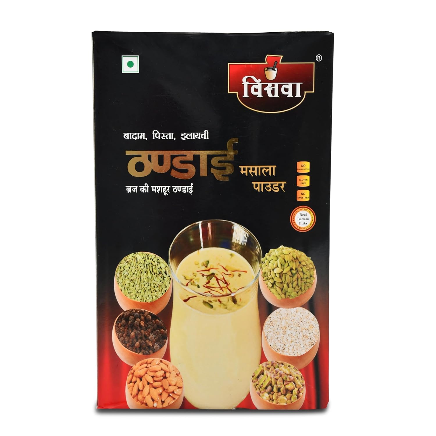 Visva Thandai Powder with Badam, Pista, Elaichi and Kesar Readymade ...