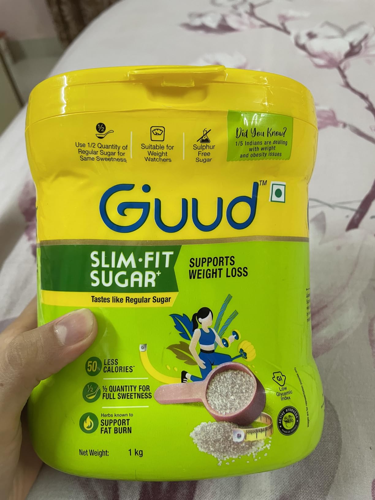 GUUD Sugar 450gm - Slim-Fit 100% Natural Sugar| 50% Fewer Calories| Low ...