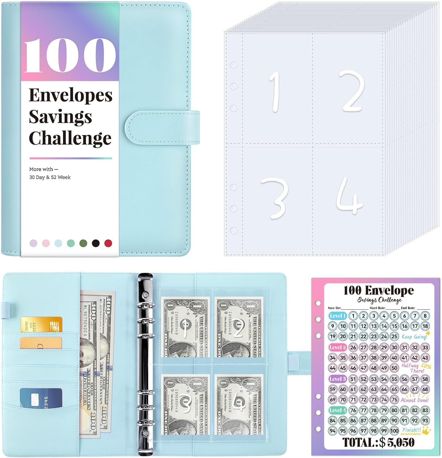 Amazon.com : Sooez 100 Envelopes Money Saving Challenge, Savings ...
