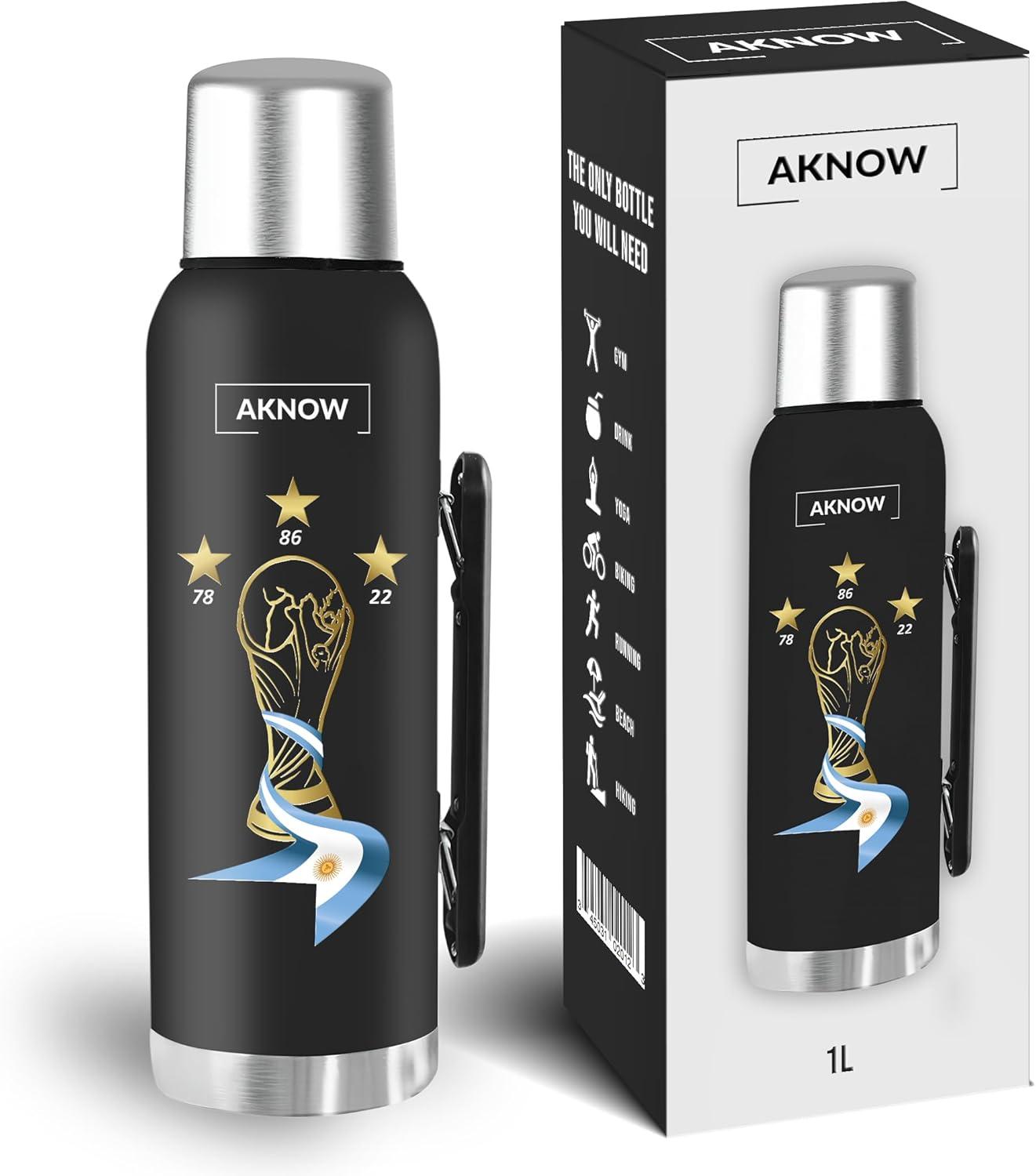 Thermo Argentino World Cup Stainless steel bottle with Argentine Flag ...