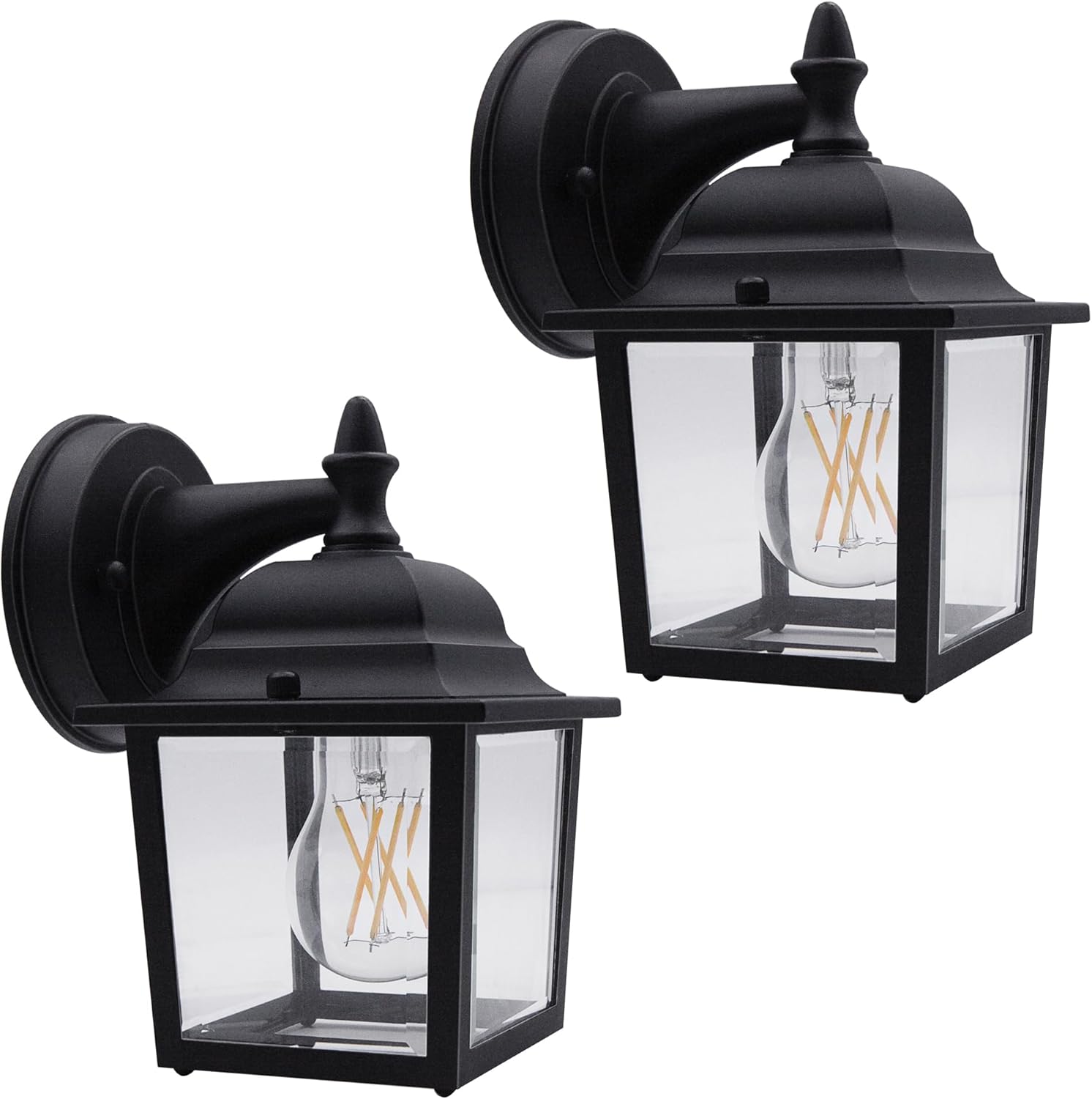 MingBright 2-Pack Matte Black Outdoor Wall Lantern, Hardwired Exterior ...