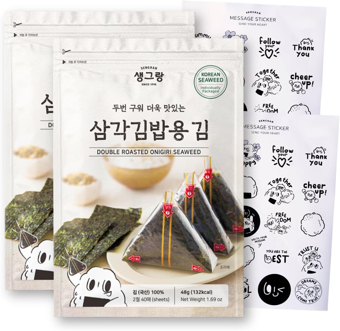 Amazon.com: Korean Onigiri Seaweed Wrapper (40 Sheets/Pack of 2 ...