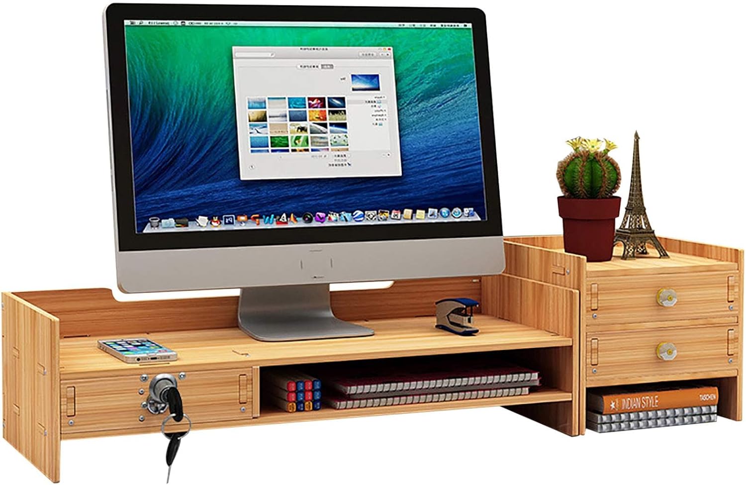 Amazon.com: awolsrgiop Wood Monitor Stand Riser Computer Laptop Desktop ...