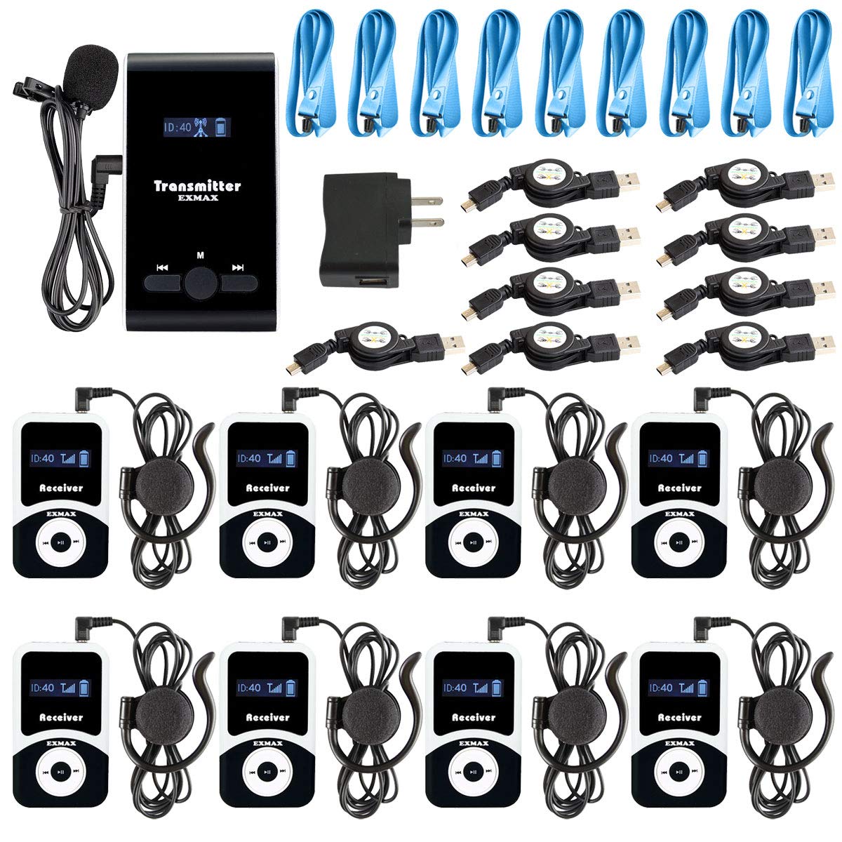 EXMAX EX-100 Wireless Tour Guide System Live Translator Microphone ...