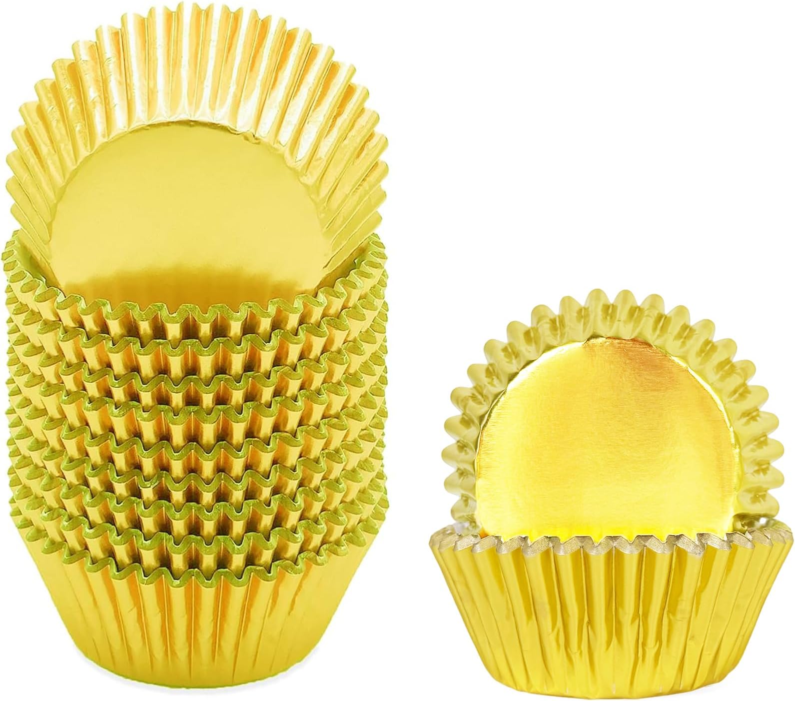 Amazon.com: Gold Foil Metallic Paper Baking Cups Muffin Cups Cupcake ...