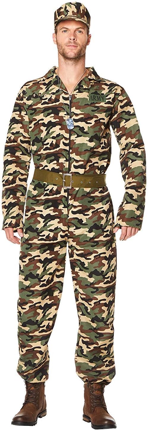 Amazon.com: Army Soldier Costume - Halloween Mens Military Camo ...