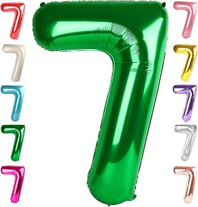 Amazon.com: Number Balloon 40 Inch Number 7 Jumbo Dark Green Seven ...