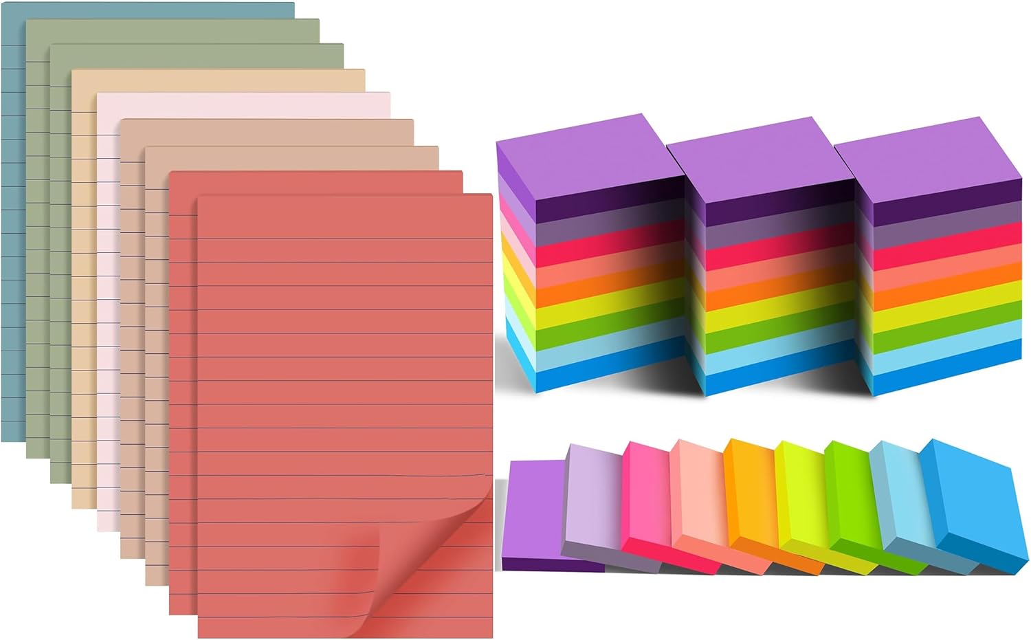 Amazon.com : 4x6 Vintage Colors Lined Sticky Notes and 36 Pads 1.5x2 ...