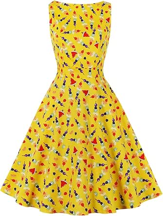 Amazon.co.jp: ANOSO Women's Floral Dress, Slimming Dress, Sleeveless ...