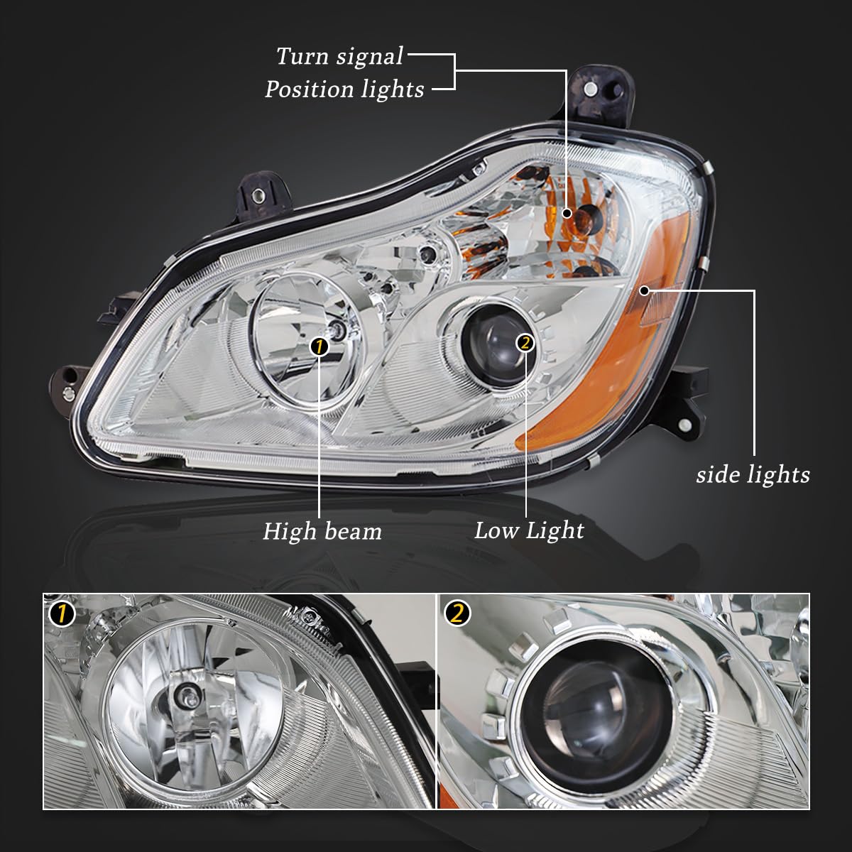 Snapklik.com : Sterlix Headlights Assembly For Kenworth T680 2013-2021 ...