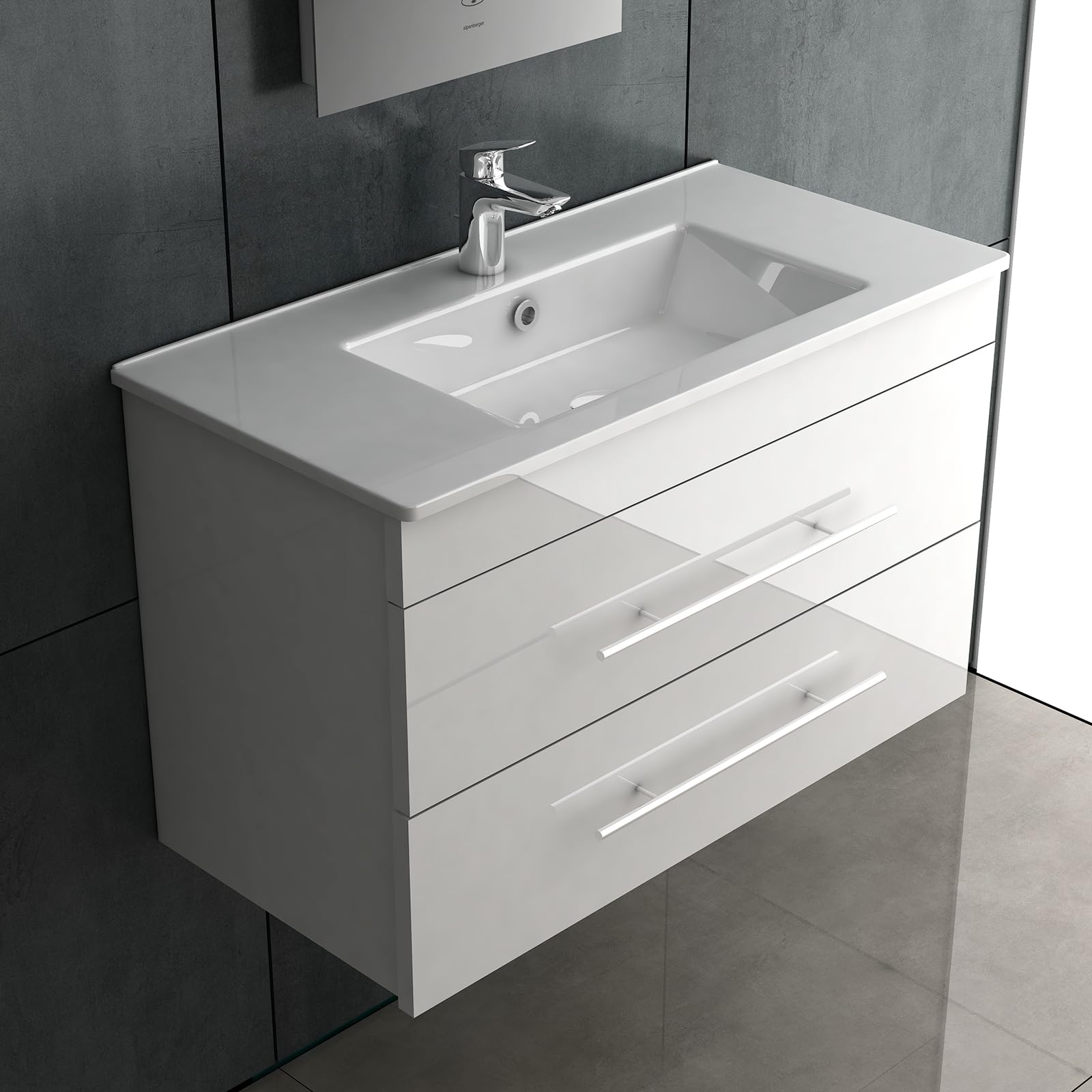 Alpenberger Waschbecken Badezimmer Waschtisch mit Unterschrank 80 cm ...