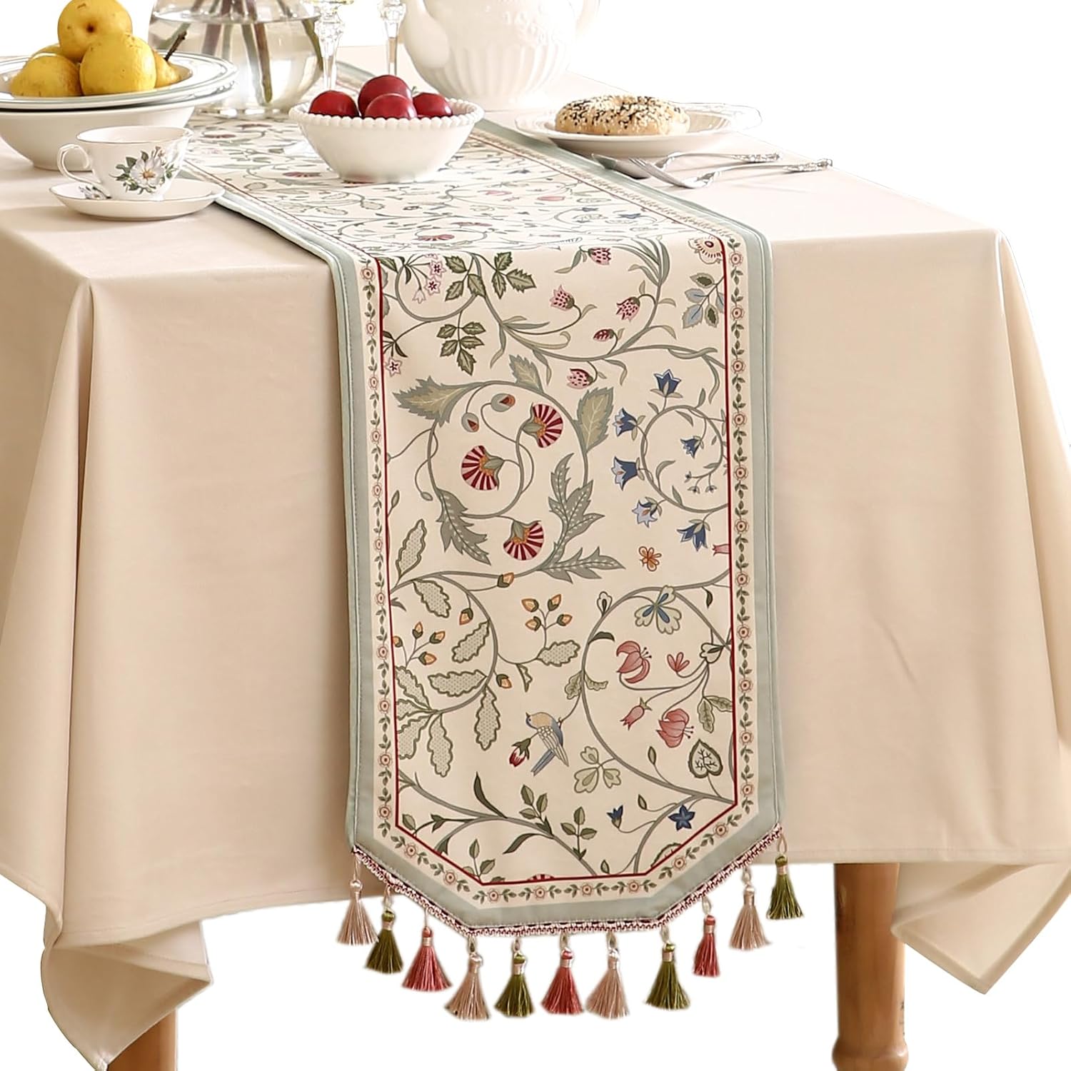 Amazon.com: bilin gaier Green Velvet Fabric Cloth Runner for Table ...