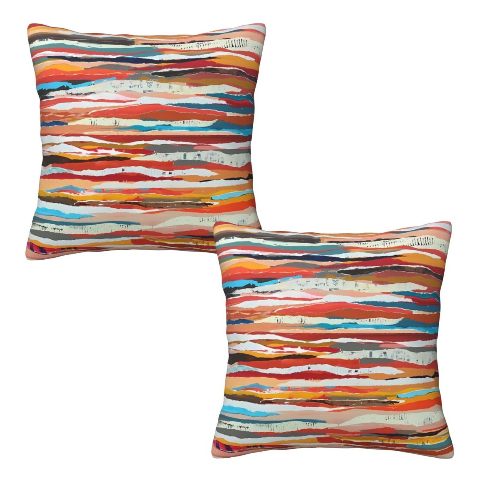 Amazon.com: Rainbow Colorful Striped Throw Pillow Covers 18x18 Set of 2 ...