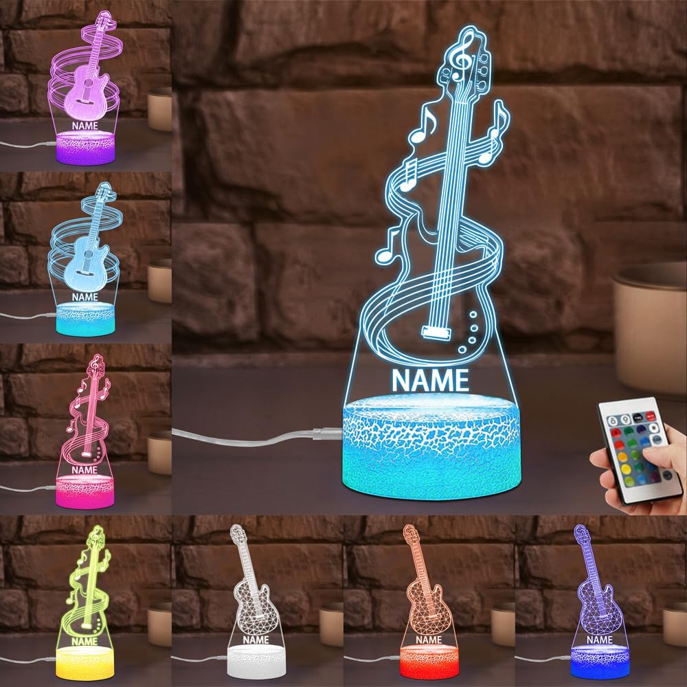 MYZQIFF Custom Name Bass Guitar Night Light Gift for Guitars Players ...