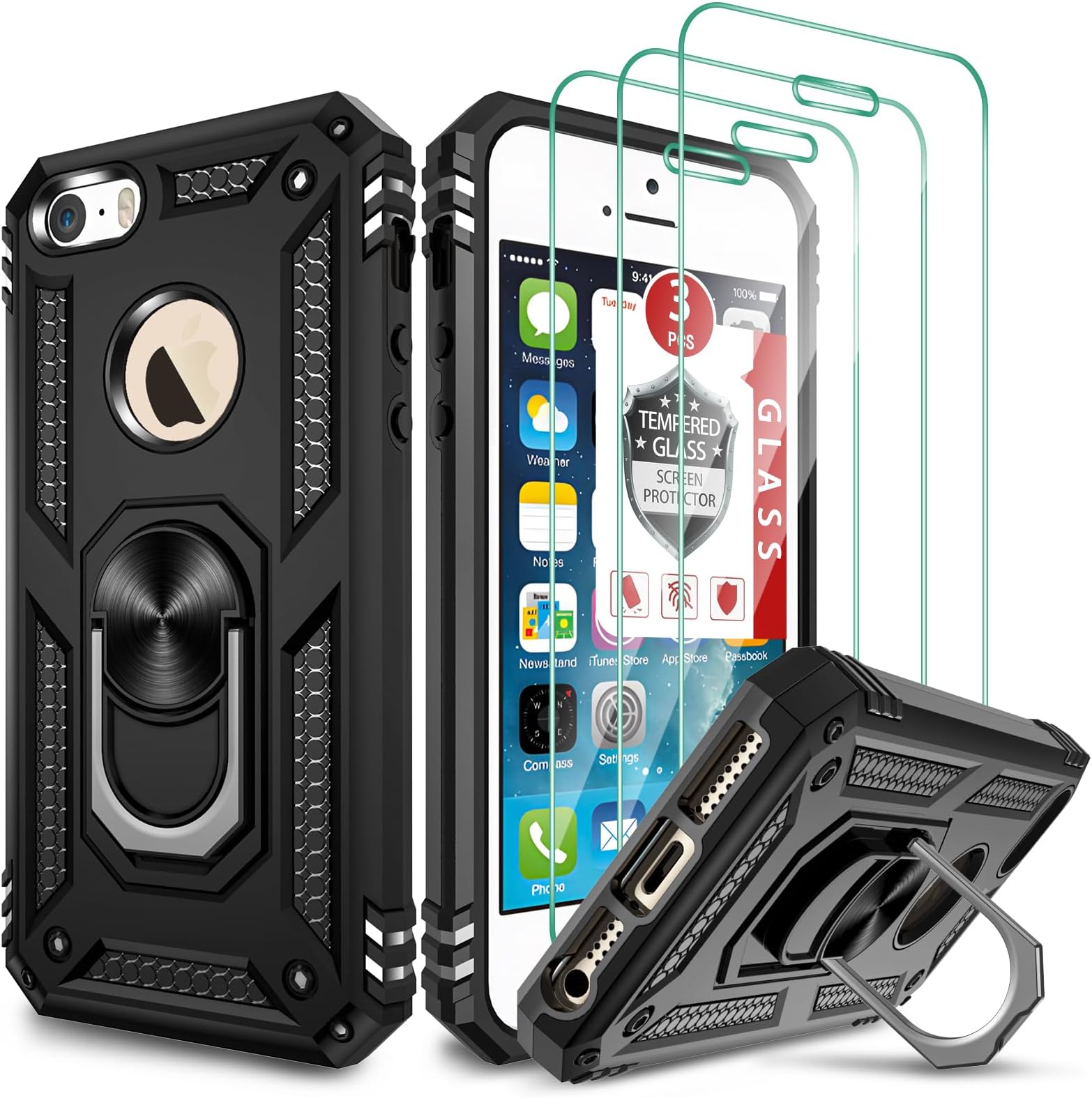 Amazon.com: iPhone SE Case(1st gen - 2016), iPhone 5S Case with [3X ...