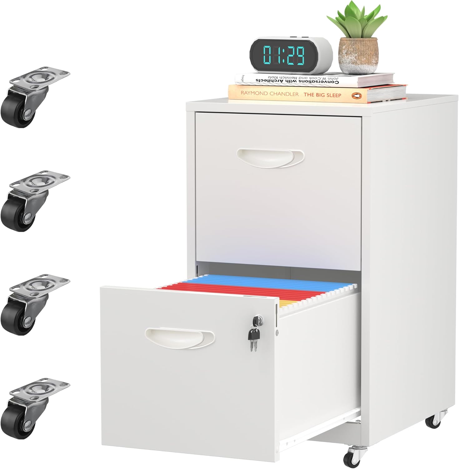 Amazon.com: 2 Drawer Rolling File Cabinet with Lock,Filing Cabinets for ...